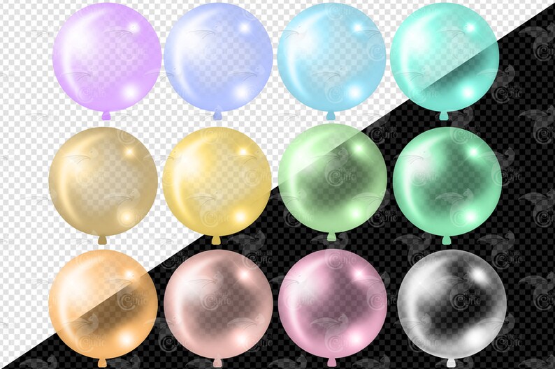 Rainbow Pastel Round Balloons Clipart Digital Clip Art - Etsy