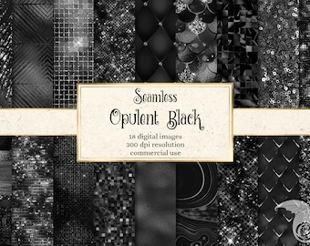 Black Glam Digital Paper, Seamless Metallic Black Textures Black ...