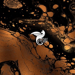 Black and Copper Digital Paper, Liquid Acrylic Pour Textures, Metallic ...