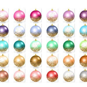 Gold Glitter Christmas Ball Ornaments Clipart, Digital Christmas ...