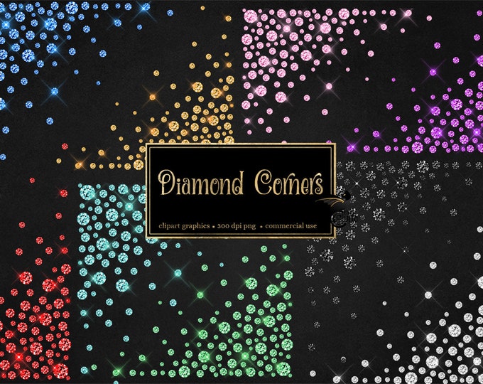 Diamond Clip Art, Diamond Overlays, Diamond Confetti, Rhinestone ...