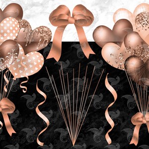 Rose Gold Heart Balloons Clipart - Digital Clip Art Graphics for Party ...