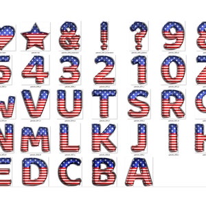 Patriotic Foil Balloon Alphabet Clip Art – 4th of July PNG (digital ...