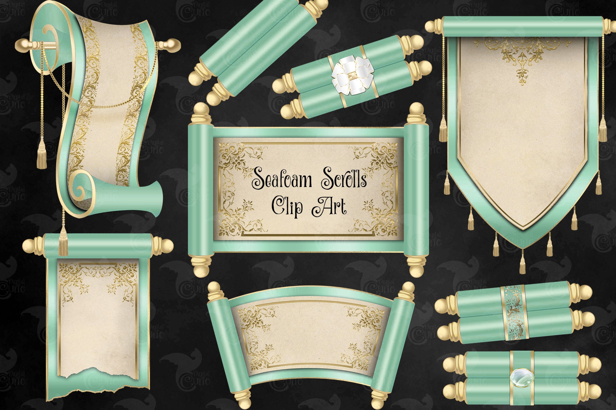 Green Scroll Clip Art
