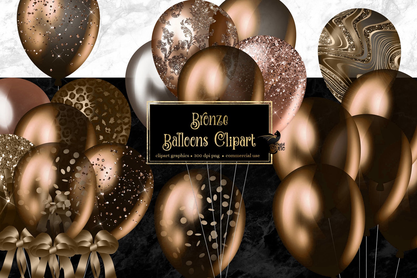 Bronze Balloons Clipart Digital Clip Art Graphics for Party - Etsy