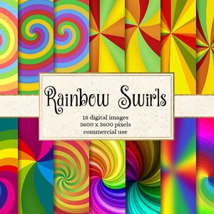 Rainbow Swirl Backgrounds, Rainbow Digital Paper, Rainbow Twirl ...