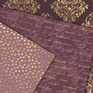 Mauve and Gold Digital Paper, Seamless Ornate Patterns (digital ...
