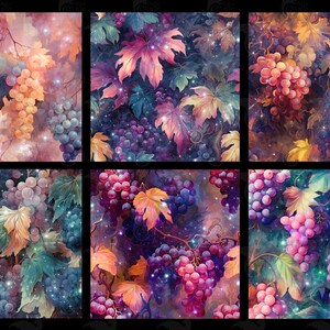 Fantasy Wine Grapes Digital Paper, Seamless Printable Textures (digital ...