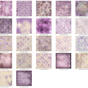 Lavender Ephemera Digital Paper, Instant Download Vintage Scrapbook ...