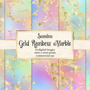 Gold Rainbow Marble Digital Paper – Seamless Foil Backgrounds ...