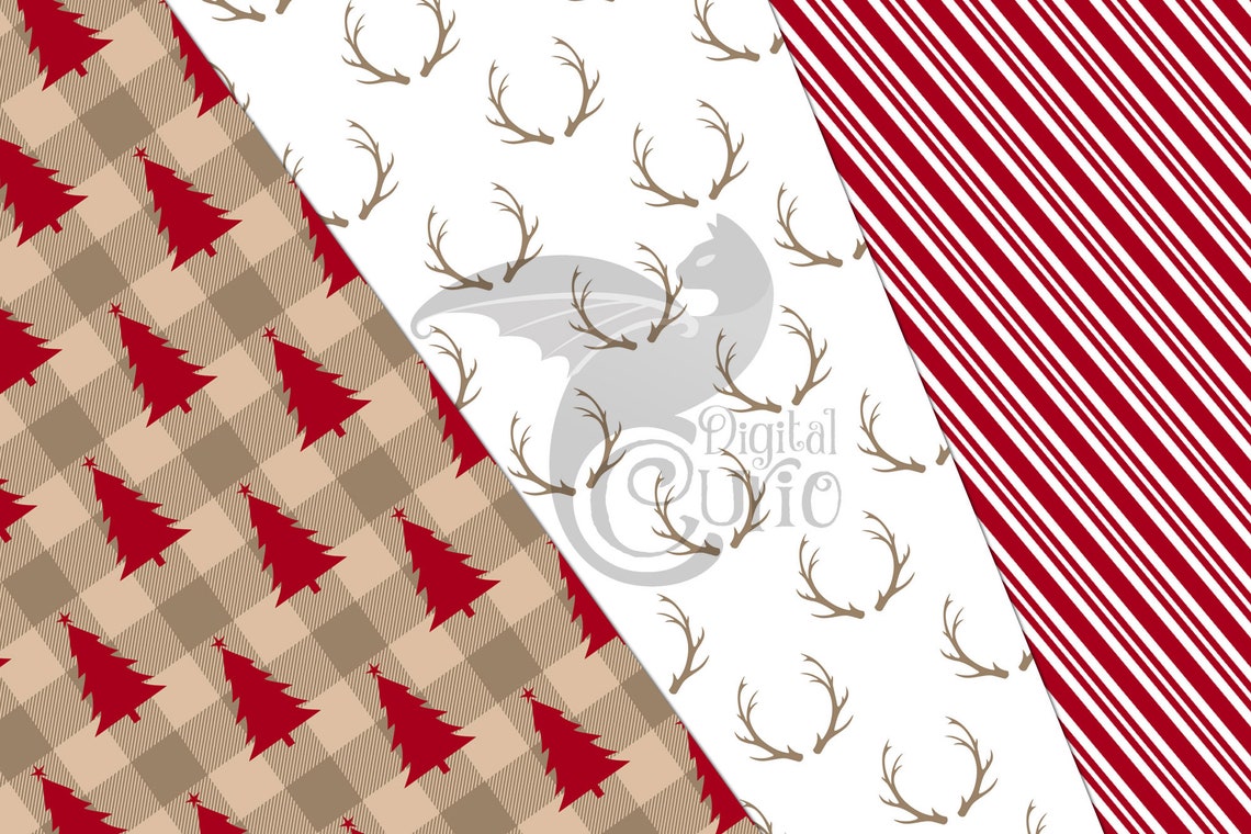 Country Christmas Digital Paper Seamless Holiday Patterns - Etsy
