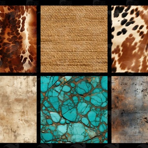 Western Textures Digital Paper, Seamless Cowboy Textures Digital Paper ...