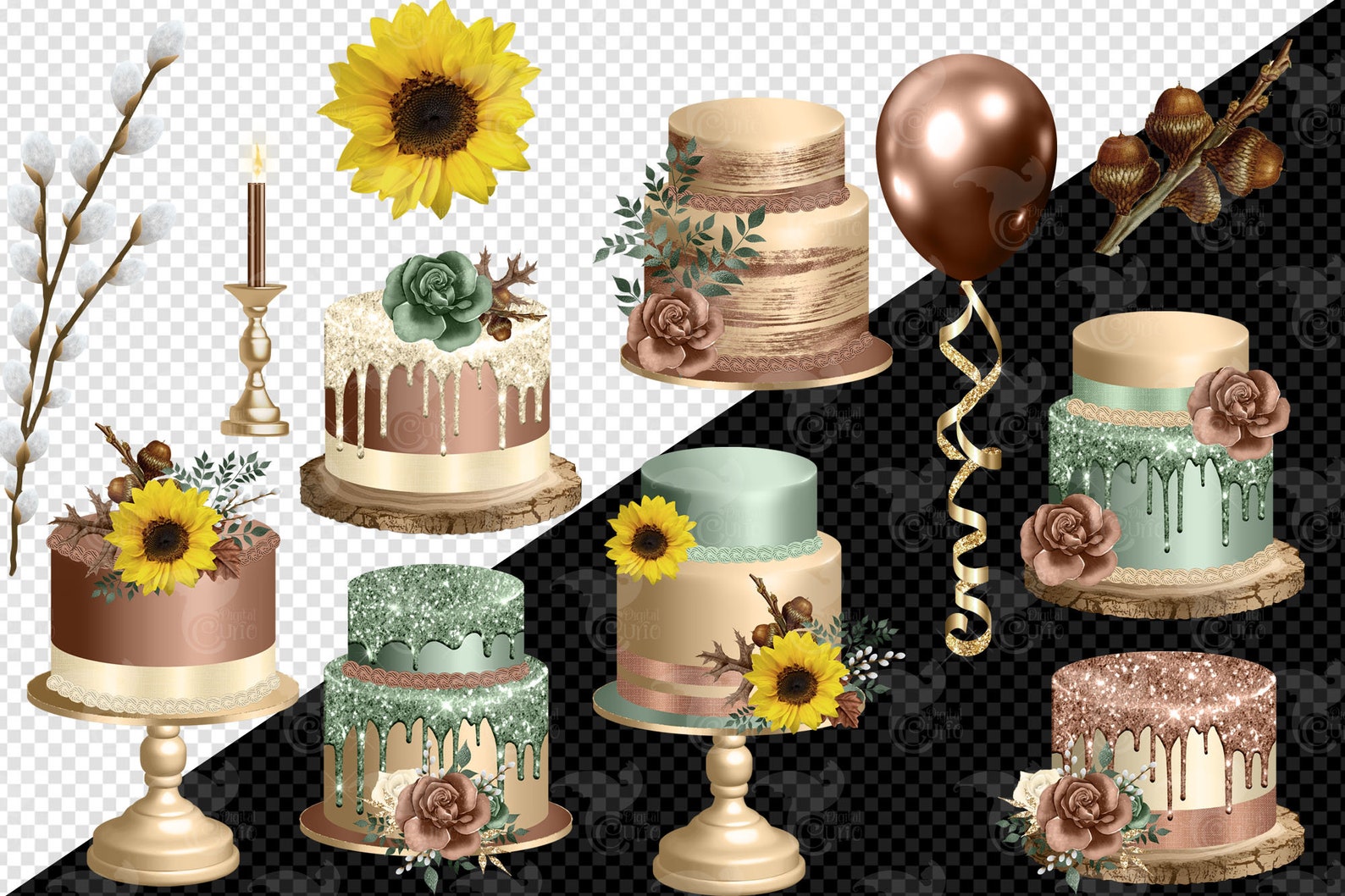 Country Rustic Cakes Clipart Birthday and Wedding Cake Clip - Etsy