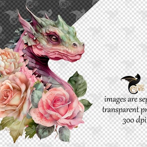 Watercolor Garden Dragons - Cute Baby Dragons Fantasy Clip Art Graphics ...