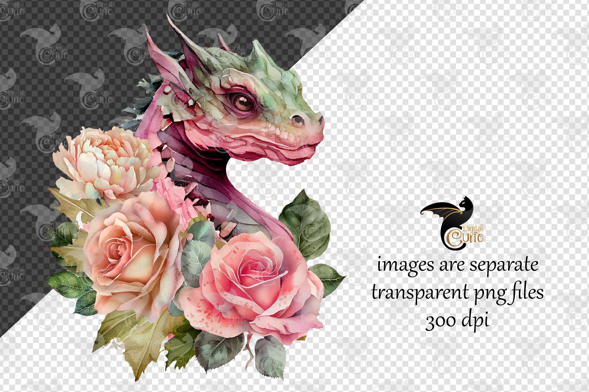 Watercolor Garden Dragons Cute Baby Dragons Fantasy Clip Art - Etsy