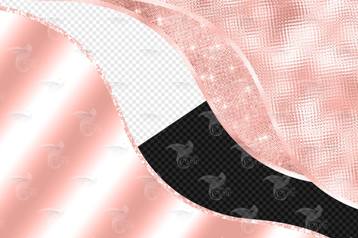 Blush Pink Glam Wave Borders Clipart Seamless Glitter and - Etsy