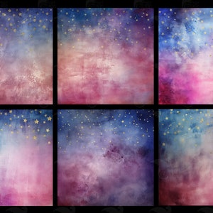 Starry Gold Sunset, Golden Starry Night Digital Papers, Printable ...