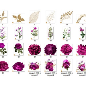 Magenta & Gold Floral Clipart, Wedding Flowers (digital Download) - Etsy