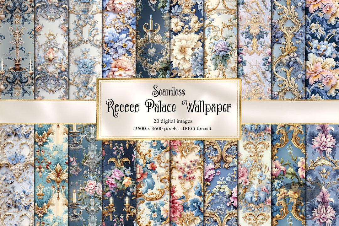 Rococo Palace Wallpaper Digital Paper - 20 Seamless Patterns, Instant ...