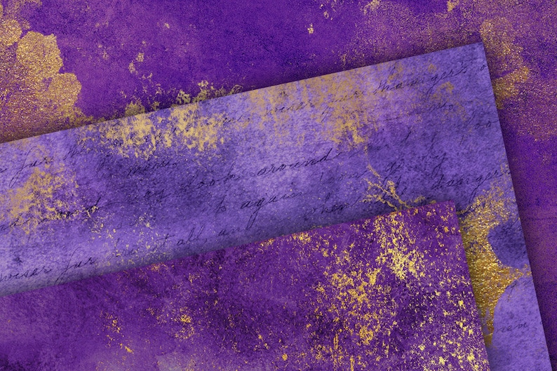 Grunge Purple and Gold Digital Paper, Scrapbook Backgrounds (digital ...