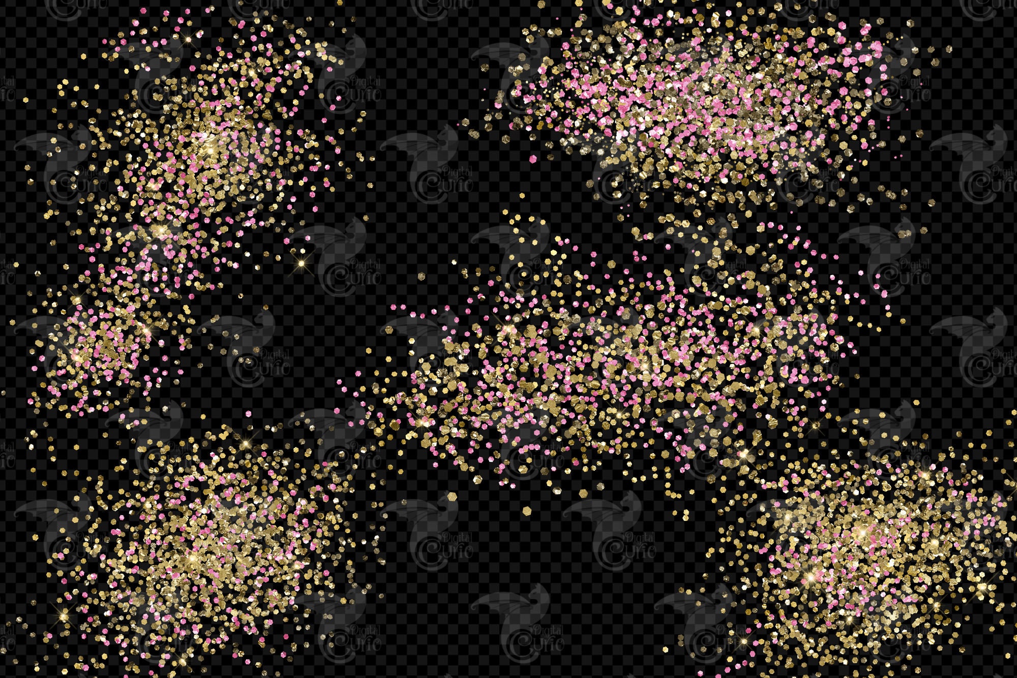 Chunky Pink and Gold Glitter Overlays Digital Glitter Png - Etsy