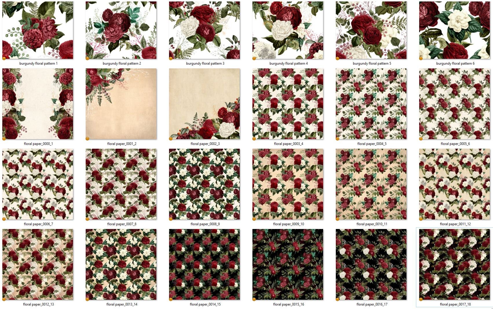 Burgundy Floral Wedding Digital Paper Burgundy and Ivory - Etsy