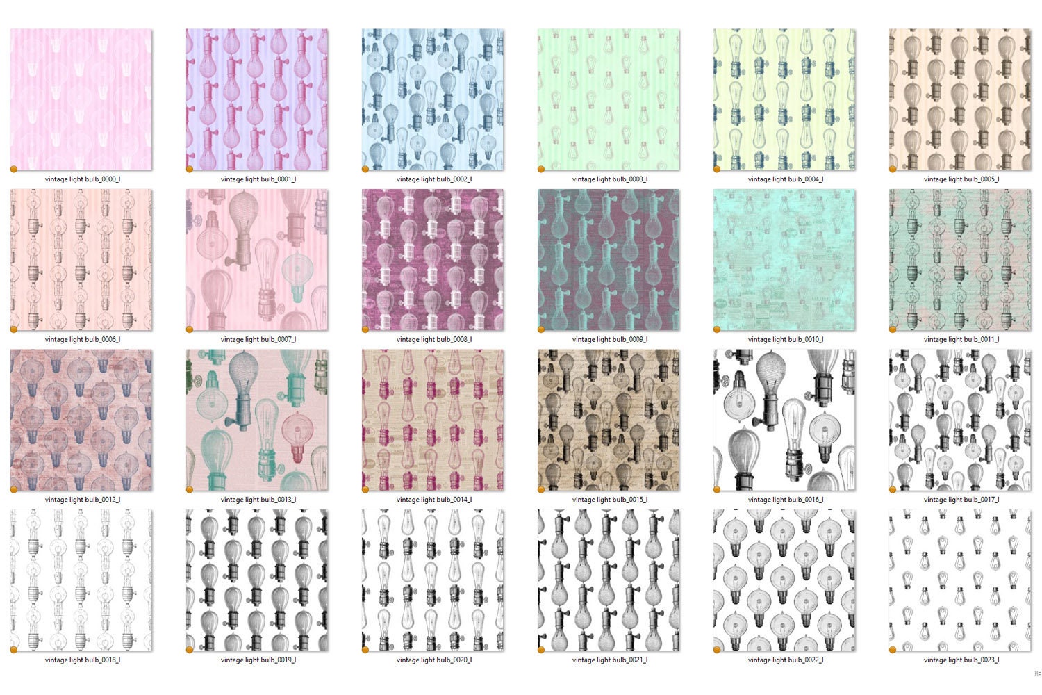 Vintage Light Bulbs Digital Paper – Seamless Patterns (digital Download ...