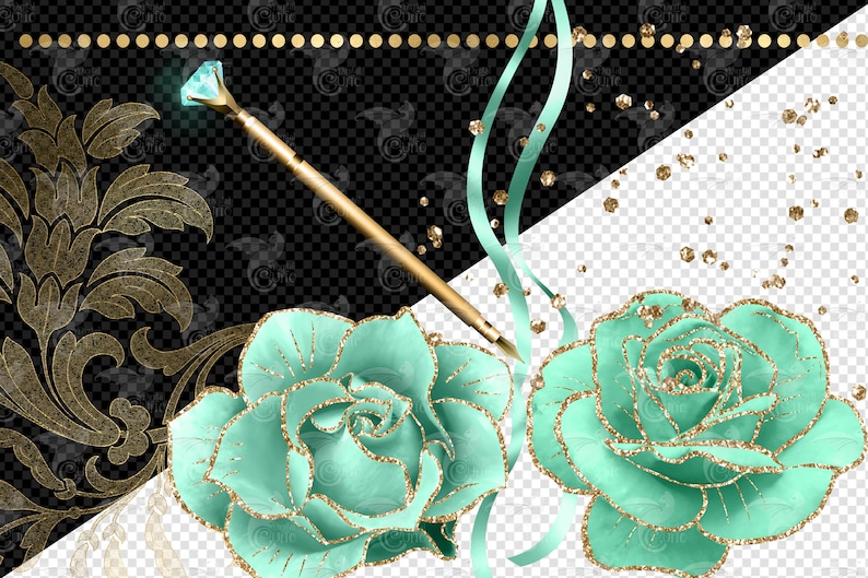 Aqua and Gold Glam Balloons Clipart – Party Invitation Graphics ...