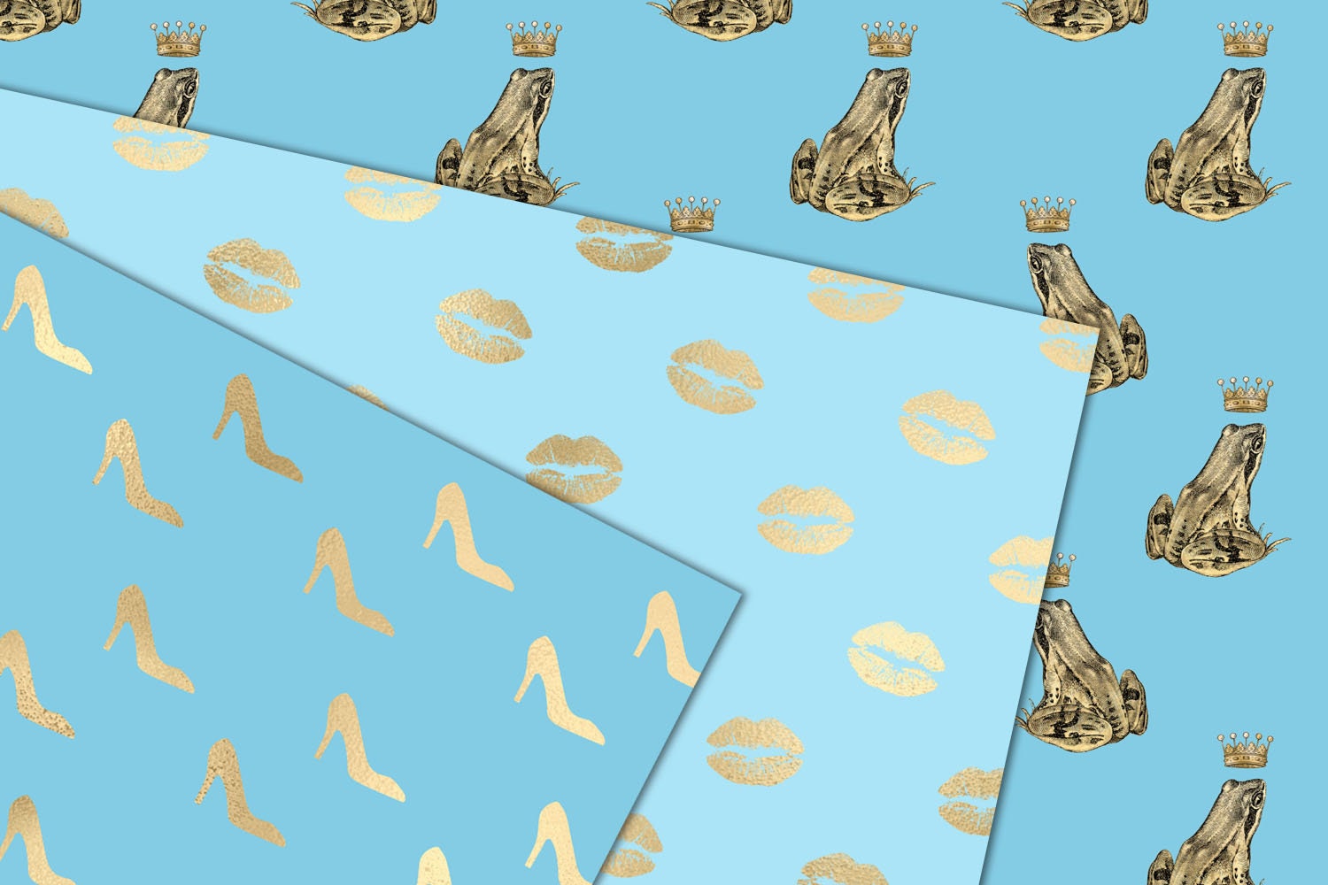 Blue and Gold Princess Digital Paper Seamless Princess - Etsy