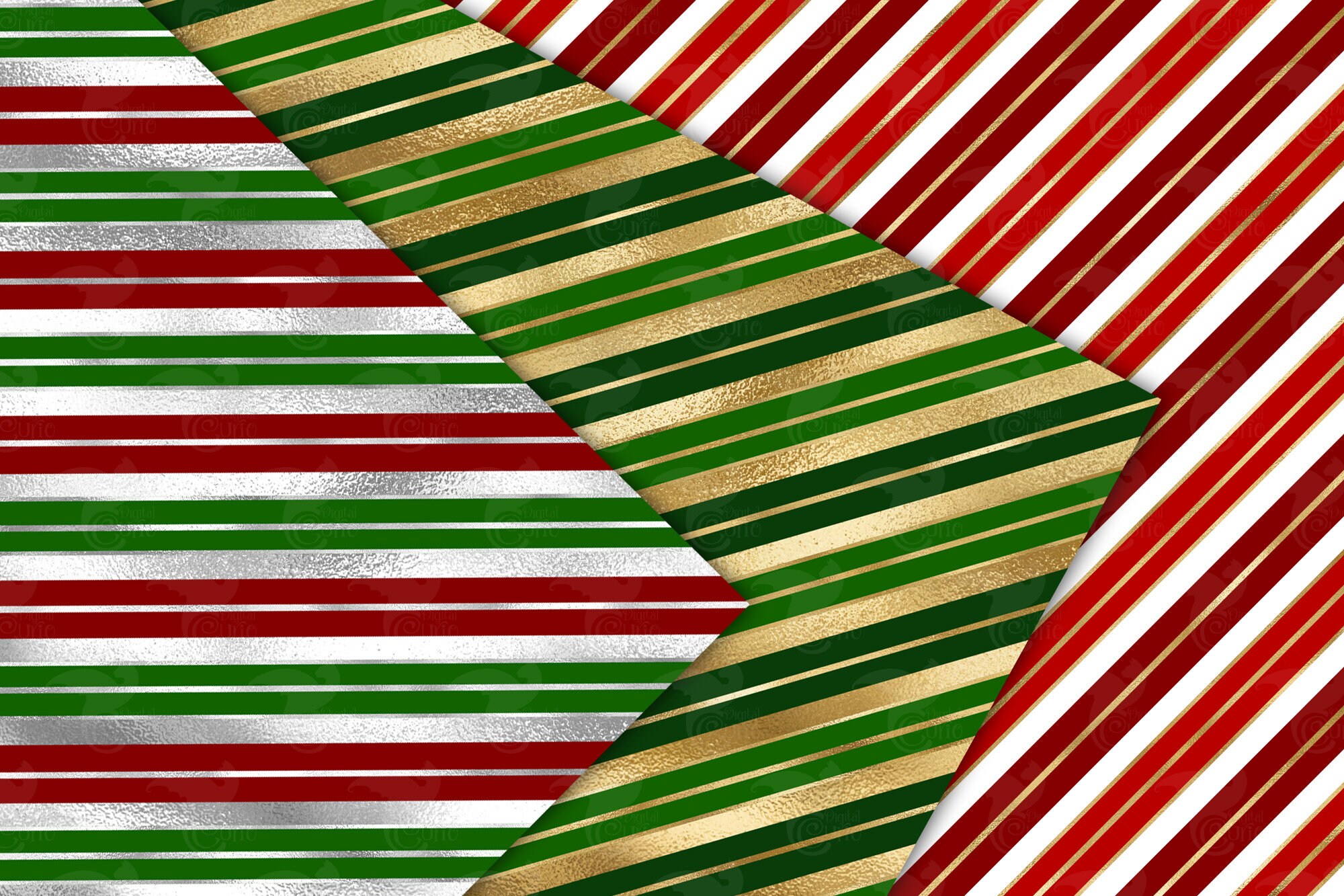Christmas Stripes Digital Paper – Candy Cane Seamless Patterns (digital ...