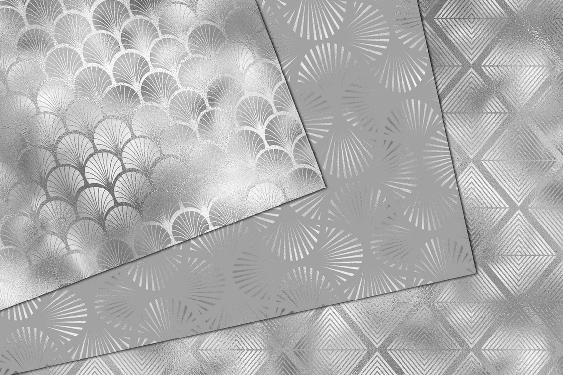 Silver Art Deco Digital Paper Seamless Deco Patterns in - Etsy