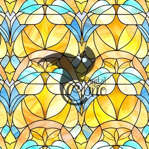Yellow Stained Glass Digital Paper, Seamless Printable Textures ...