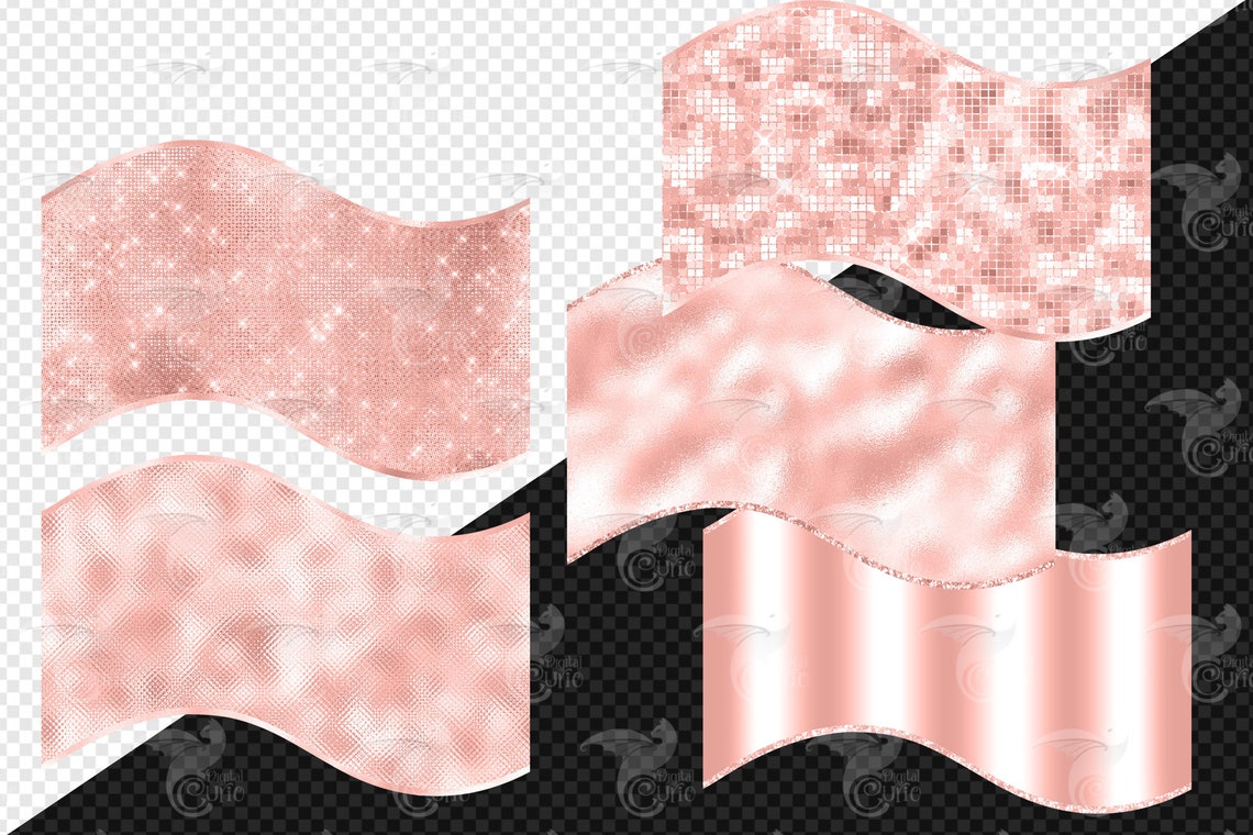 Blush Pink Glam Wave Borders Clipart Seamless Glitter and - Etsy