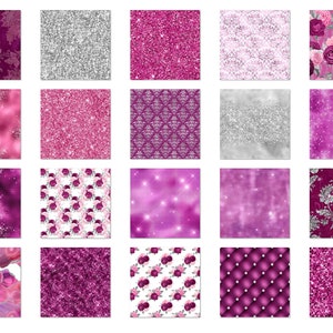 Magenta and Silver Digital Paper, Seamless Patterns and Textures With ...
