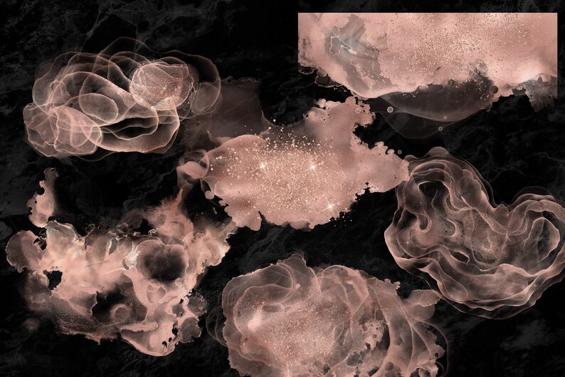 Rose Gold Ink Overlays Liquid Paint Splatter With Glitter - Etsy