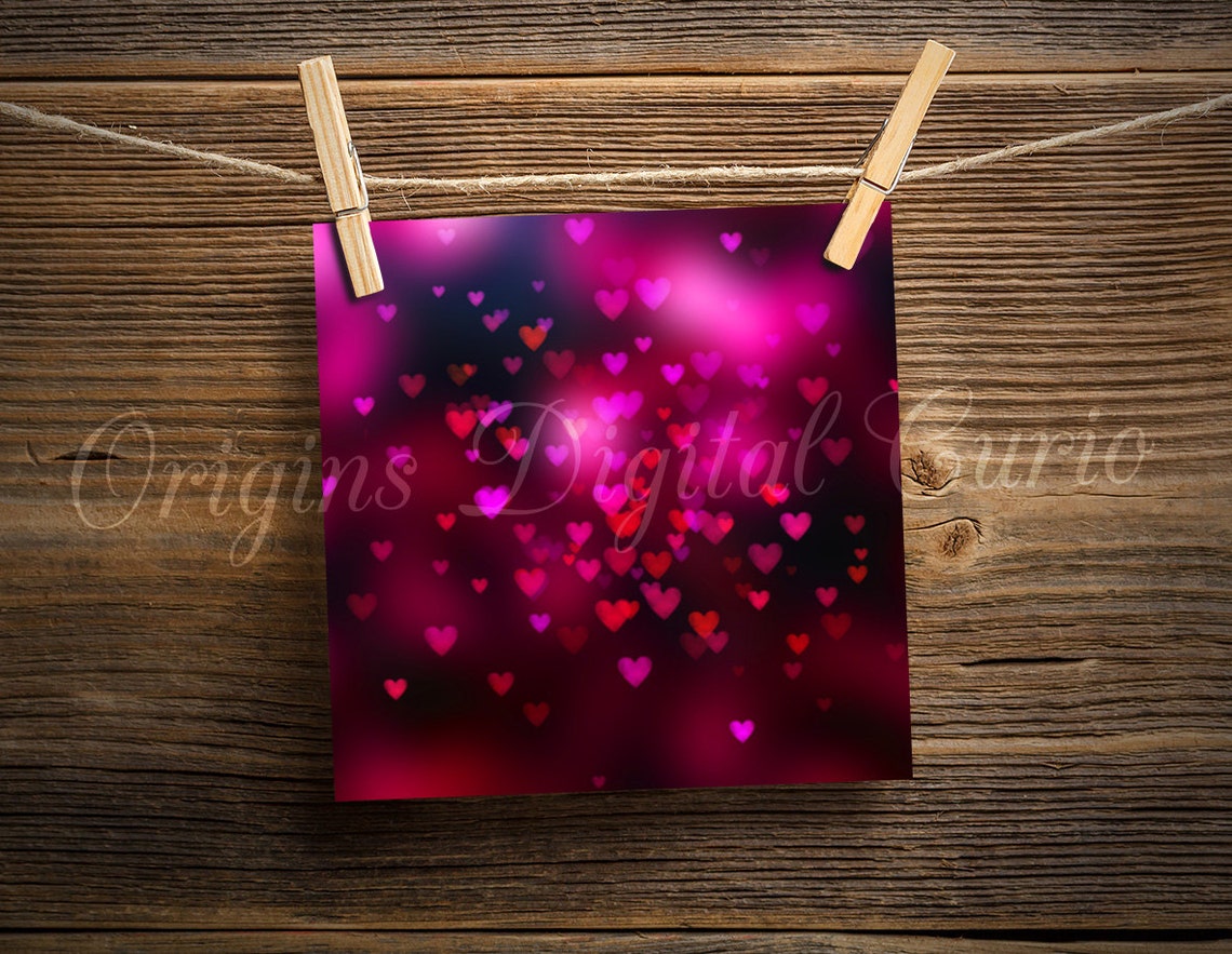 Bokeh Valentine Digital Paper Bokeh Hearts Backgrounds Love | Etsy