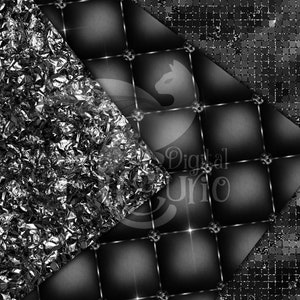 Luxury Black Digital Paper, Seamless Black Textures With Glam Metallic ...