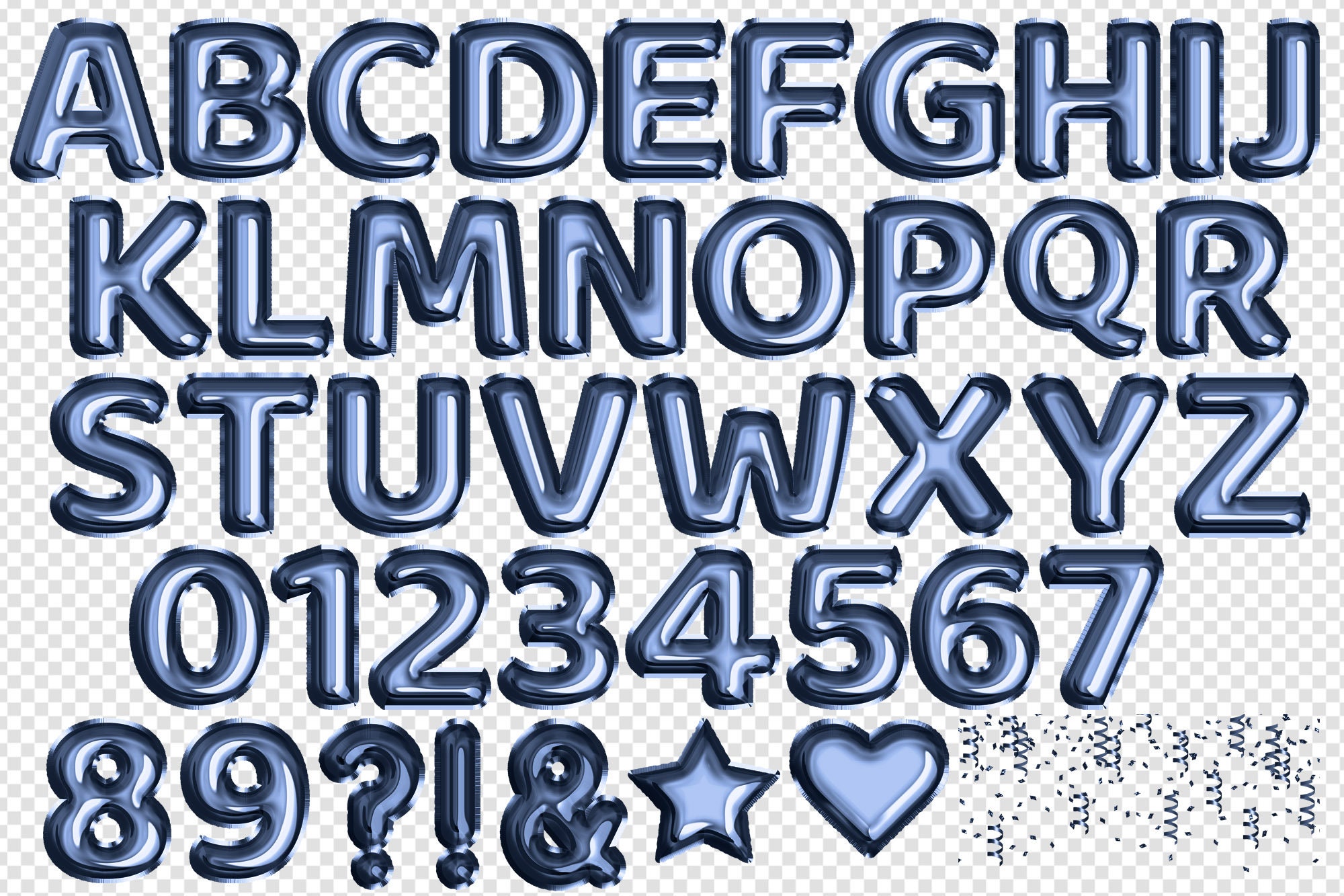Navy Blue Foil Balloon Alphabet Clip Art – Party Graphics (digital ...