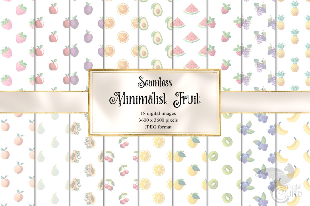 Minimalist Fruit Digital Paper, Seamless Summer Patterns (digital ...