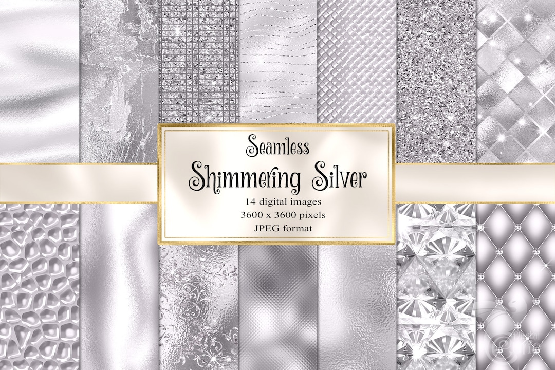 Shimmering Silver Digital Paper, Seamless Silver Textures With Shimmer ...