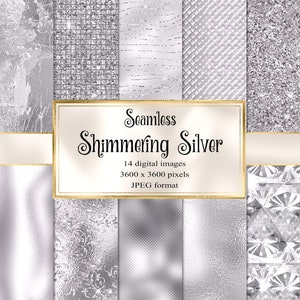 Shimmering Silver Digital Paper, Seamless Silver Textures With Shimmer ...