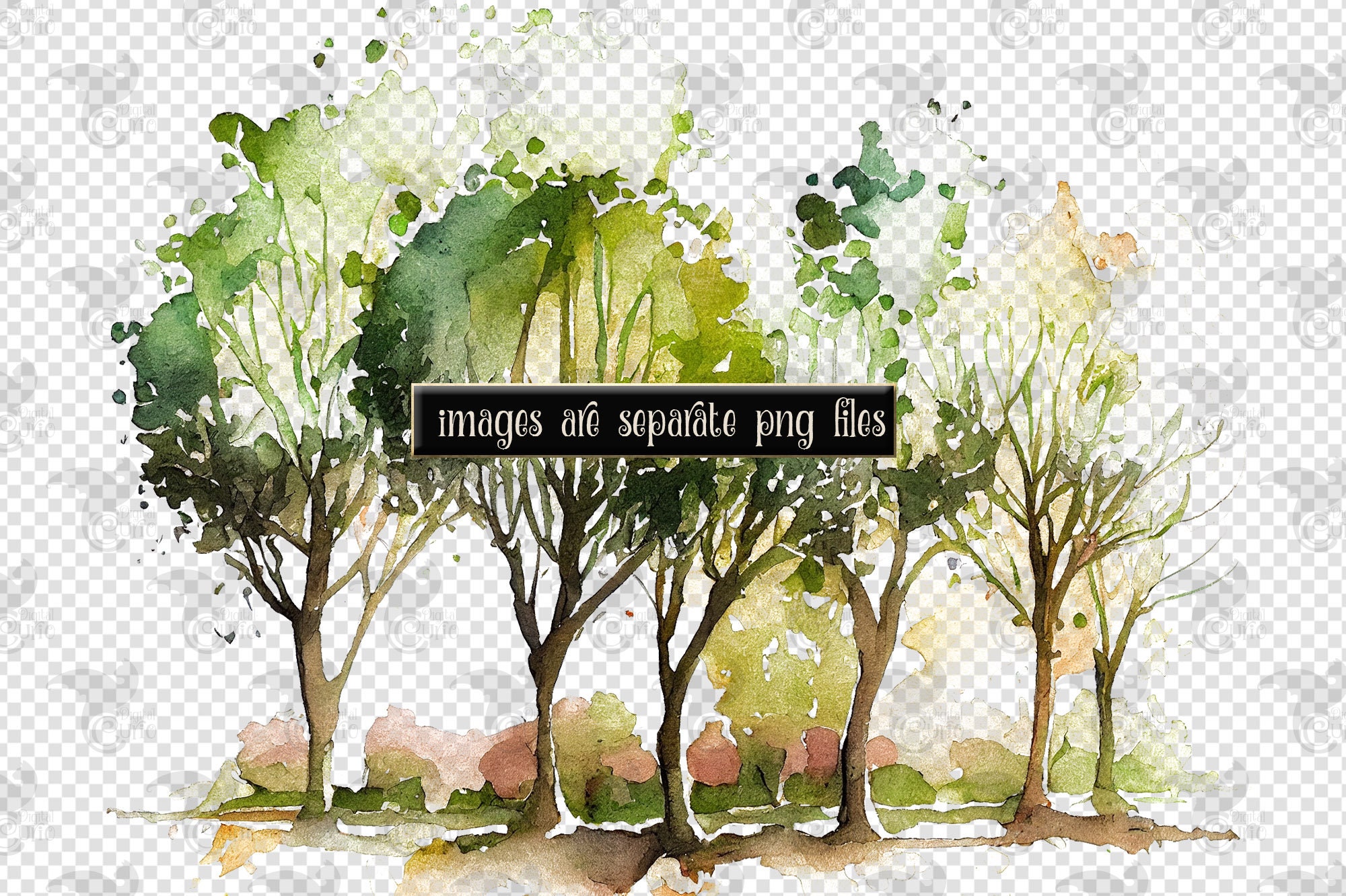 Watercolor Spring Trees Clipart Springtime Blossoms in the - Etsy