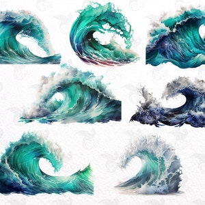 Watercolor Ocean Waves Clipart – Nautical PNG Set (digital Download) - Etsy