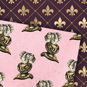 Golden Knights Digital Paper, Medieval Seamless Patterns (digital ...