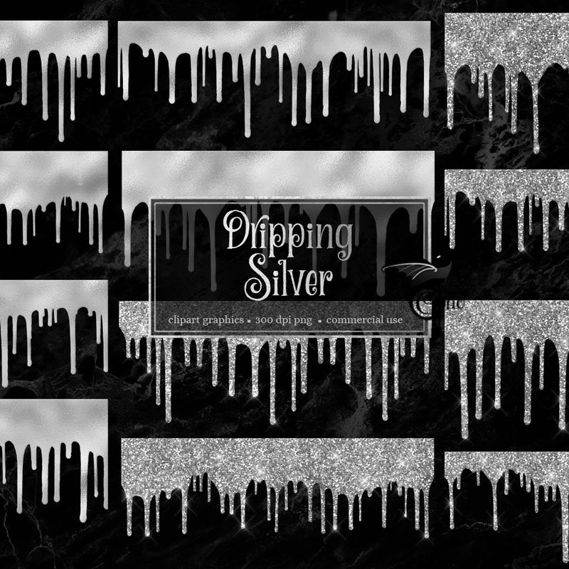 Silver Glitter Drip Png - Etsy