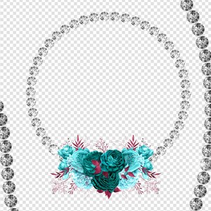 Diamond Floral Frames in Turquoise and Burgundy, Wedding Frame Clip Art ...