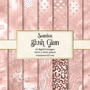 Blush Glam Digital Paper, Seamless Pink Luxury Sequin Foil Glitter ...