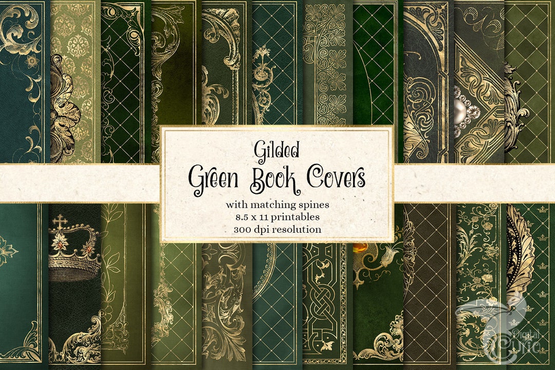 Gilded Green Book Covers, Printable Journal Pages (digital Download) - Etsy