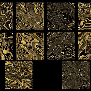 Liquid Gold Lines Overlays, Digital Png Files With Transparent ...