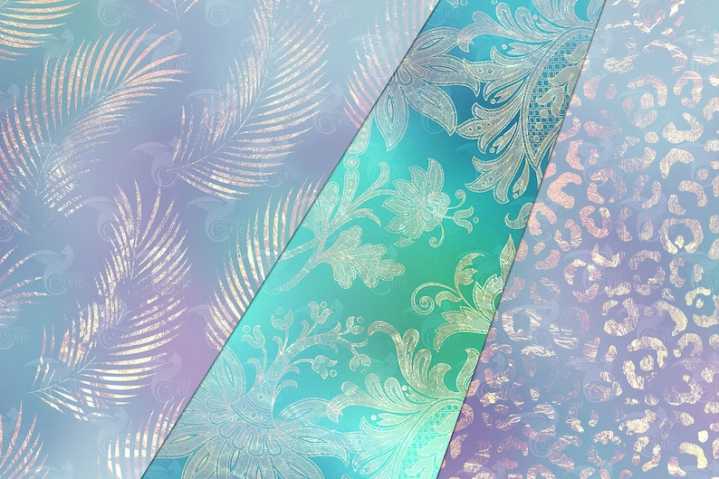 Tropical Shimmer Digital Paper Seamless Green and Gold | Etsy